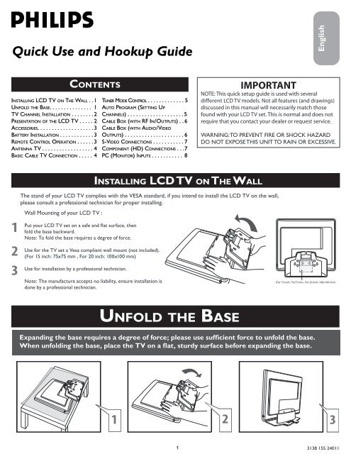 Philips Flat TV - Quick start guide - AEN
