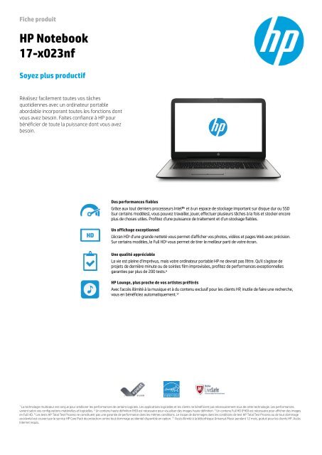 HP Ordinateur portable HP 17-x023nf - fiche produit