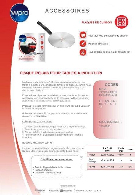 Wpro Disque relais Wpro IDI104 22CM disque relais - fiche produit