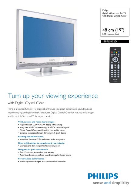 Philips digital widescreen flat TV - Leaflet - AEN