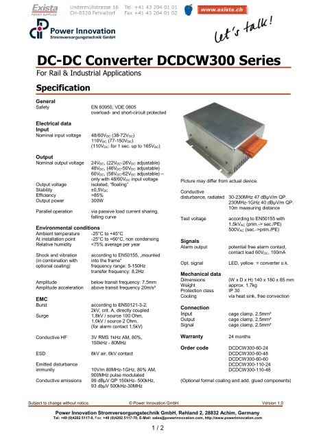 DC-DC Converter DCDCW300 Series