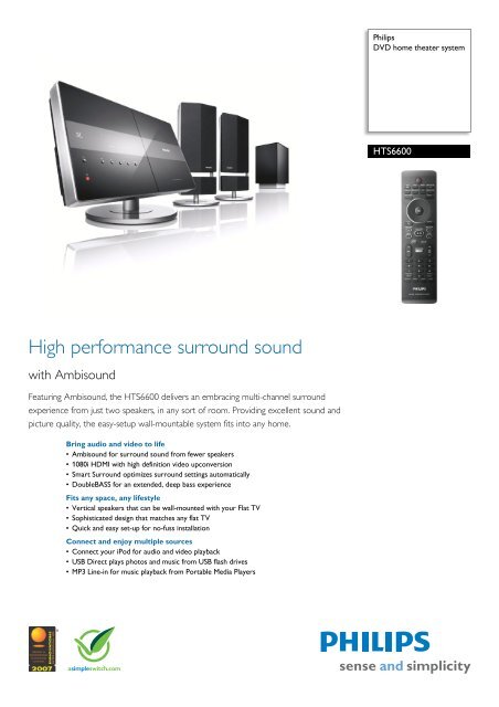 Philips DVD home theater system - Leaflet - AEN