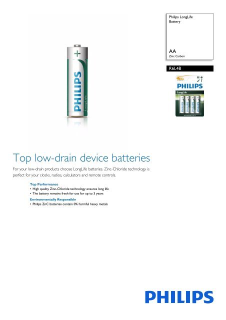 Philips LongLife Battery - Leaflet - AEN
