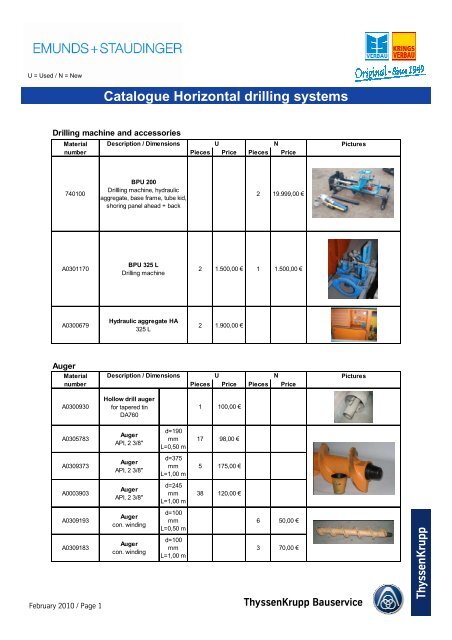 Catalogue Horizontal drilling systems
