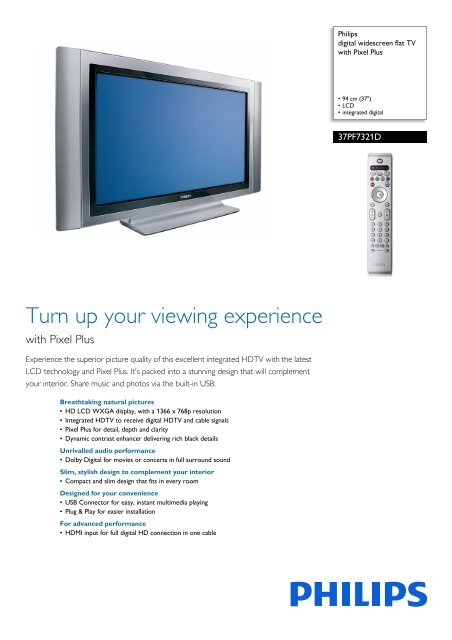 Philips digital widescreen flat TV - Leaflet - AEN