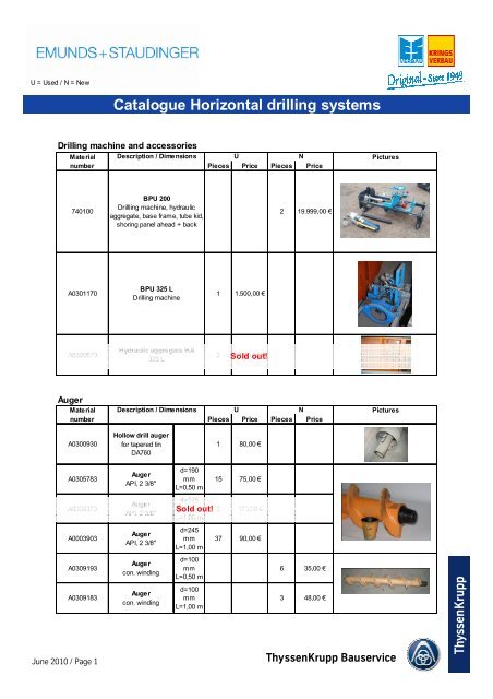 Catalogue Horizontal drilling systems