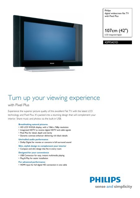 Philips digital widescreen flat TV - Leaflet - AEN