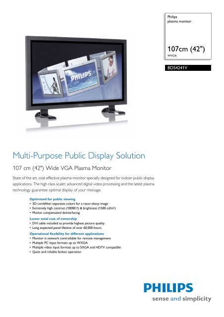 Philips plasma monitor - Leaflet - AEN