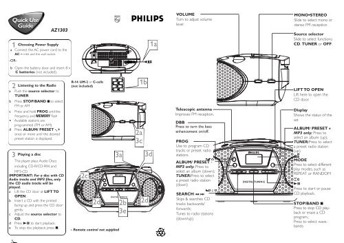 Philips CD Soundmachine - Quick start guide - AEN