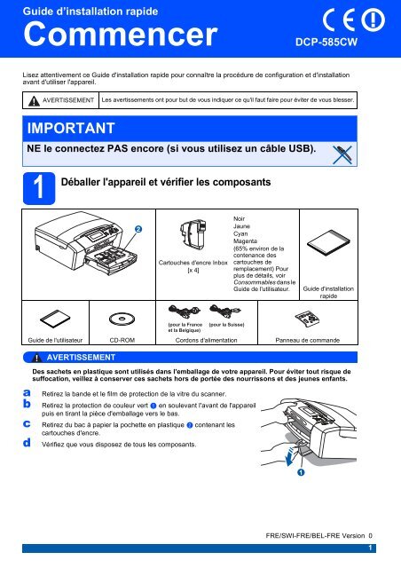 Brother DCP-585CW - Guide d'installation rapide