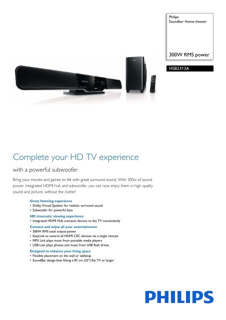 Philips Soundbar Home theater - Leaflet - AEN