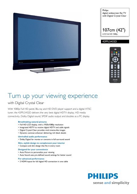 Philips digital widescreen flat TV - Leaflet - AEN