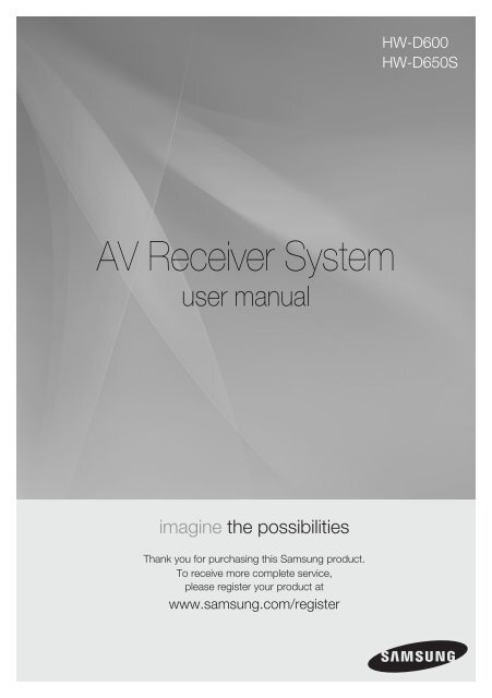 Samsung HW-D600 AV Receiver with 3D-depth sound - HW-D600/ZA - User ...