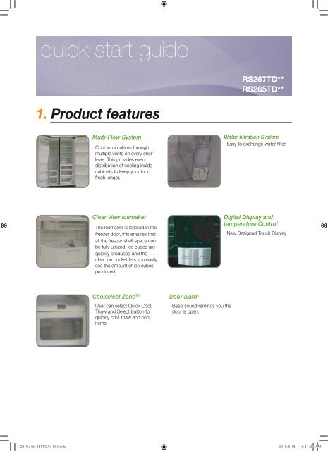 Samsung 26 cu. ft. Side by Side Refrigerator - RS265TDRS/XAA - Quick ...