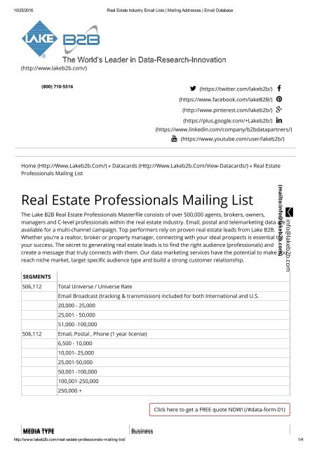 Real Estate Agent mailing lists