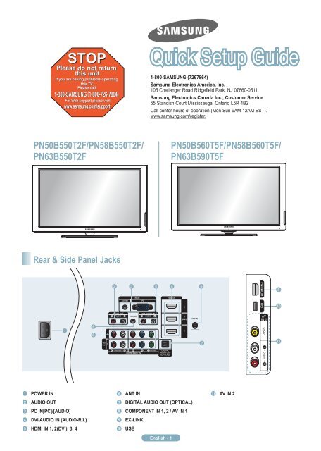 Samsung PN50B550 50” 1080p Plasma HDTV (2009 MODEL) - PN50B550T2FXZA ...