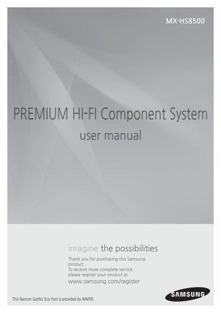 Samsung MX-HS8500 Giga Sound System - MX-HS8500/ZA - User Manual (ENGLISH)