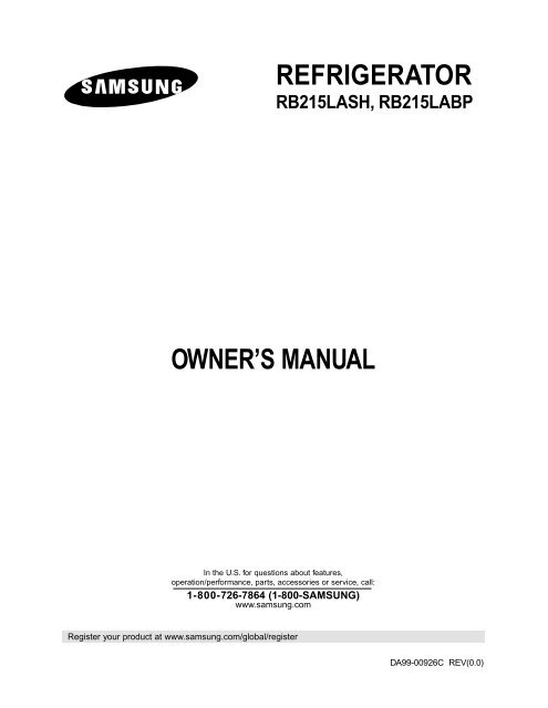 Samsung RB215LABP (19.6 cu.ft. black) - RB215LABP/XAA - User Manual ...