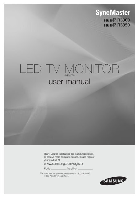 Samsung 21.5" Class LED / HDTV Monitor - LT22B350ND/ZA - User Manual ...