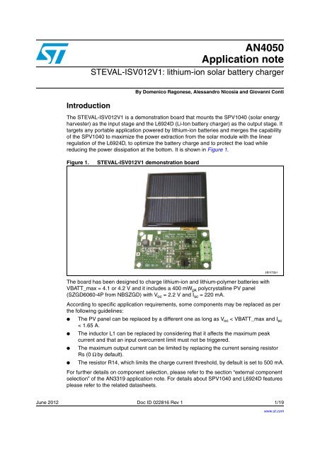 lithium-ion solar battery charger - STMicroelectronics