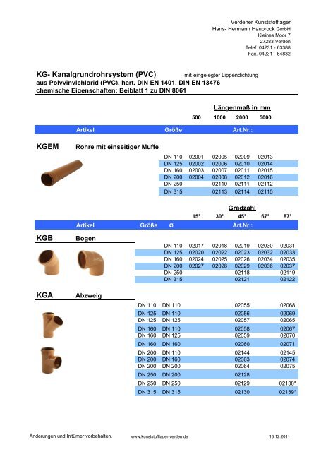 Preise Fur Kg Rohre