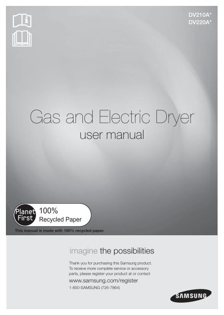 Samsung 7.3 cu. ft. Sensor Dry Gas Dryer - DV210AGW/XAA - User Manual ...