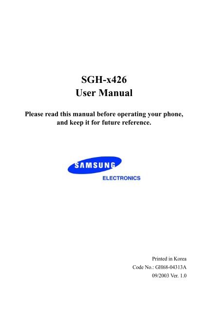Samsung SGH-x426 - SGH-X426ZSAAWS - User Manual (ENGLISH)