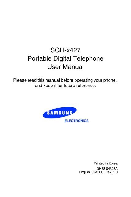 Samsung SGH-x427 - SGH-X427ZSACIN - User Manual (ENGLISH)
