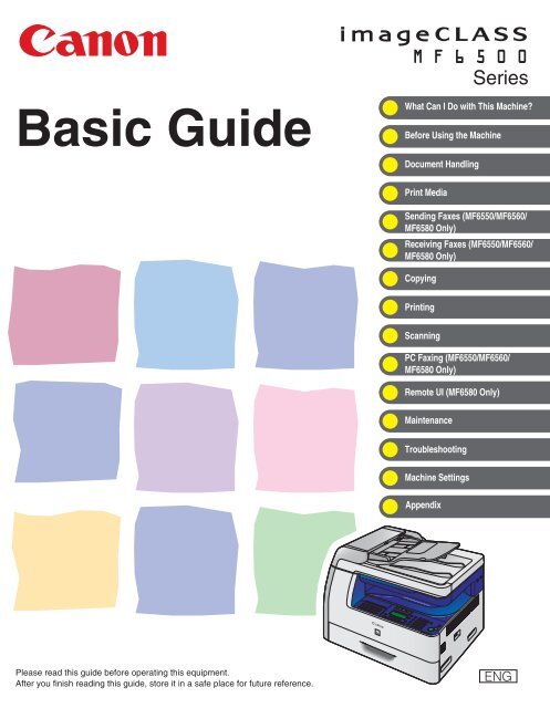Canon imageCLASS MF6530 - imageCLASS MF6500 Series Basic Guide