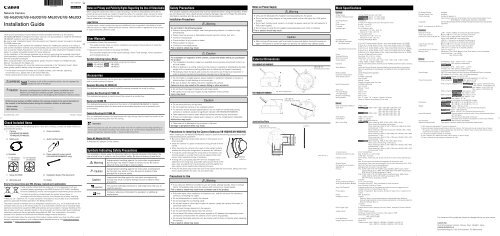 Canon VB-M620D - Network Camera VB-H630VE/VB-H630D/VB-M620VE/VB-M620D Installation Guide