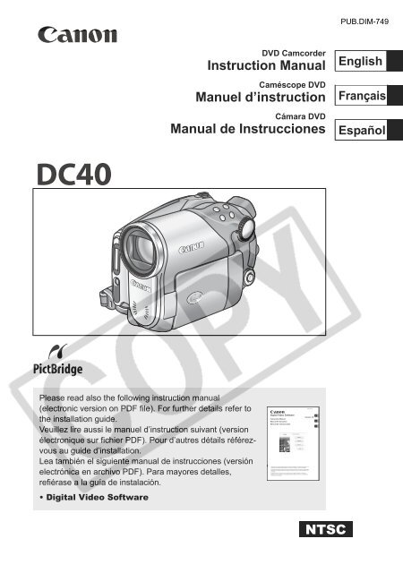 Canon DC40 - DC40 Instruction Manual