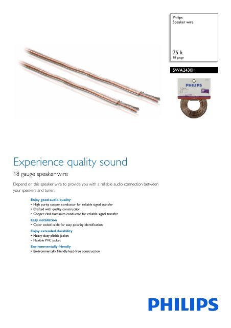 Philips Speaker wire - Leaflet - AEN