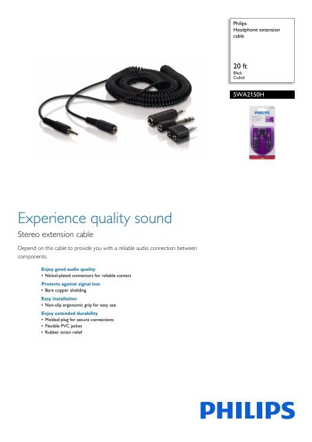Philips Headphone extension cable - Leaflet - AEN