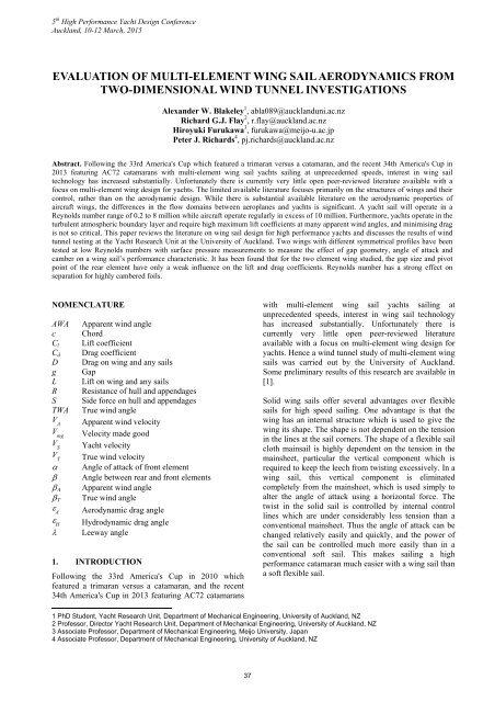 EVALUATION OF MULTI-ELEMENT WING SAIL