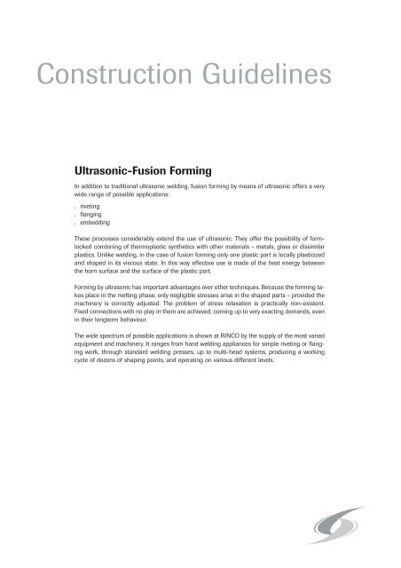 Ultrasonic-Fusion Forming - RINCO ULTRASONICS
