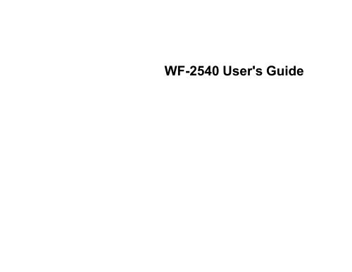 Epson Epson WorkForce WF-2540 All-in-One Printer - User's Guide ...