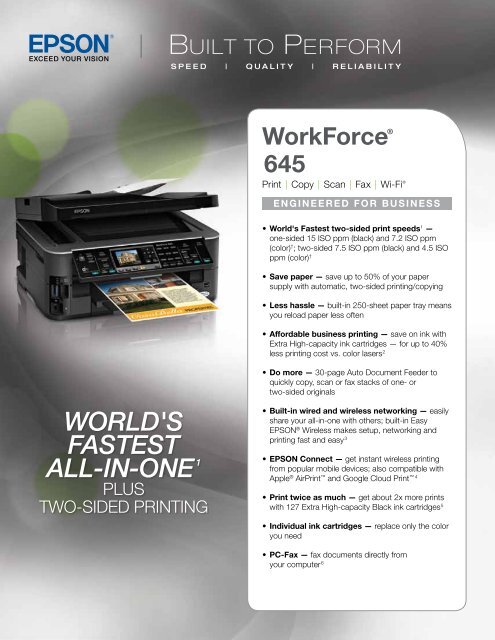 Epson Epson WorkForce 645 All-in-One Printer - Product Brochure