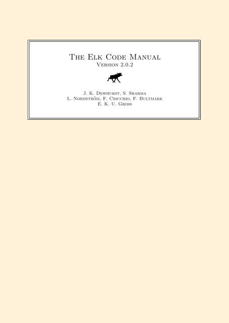 The Elk Code Manual - The Elk FP-LAPW Code