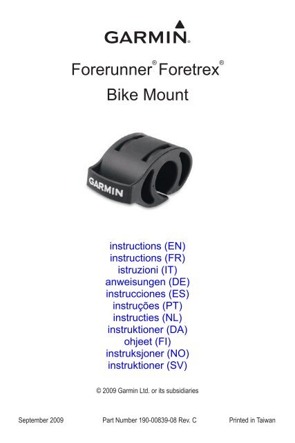 Garmin Foretrex® 401 - Bike Mount Instructions