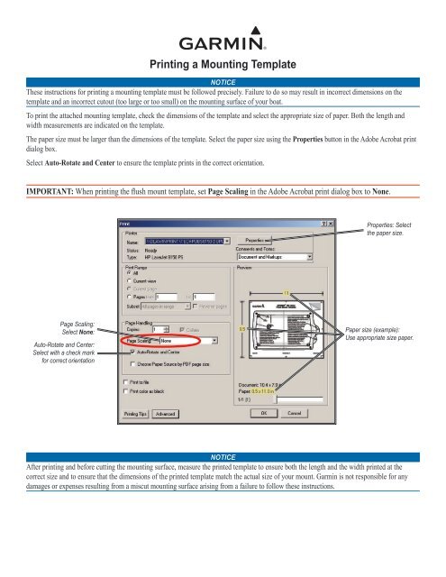 Garmin GPSMAP 546s - Flush Mount Template