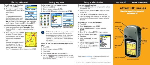 Garmin eTrex Legend® HCx - Quick Reference Guide
