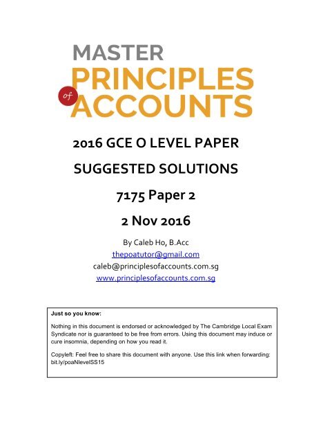 2016 GCE O LEVEL PAPER SUGGESTED SOLUTIONS 7175 Paper 2 2 Nov 2016
