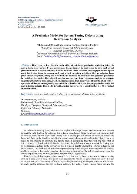 A Prediction Model For System Testing Defects Using Regression Analisys