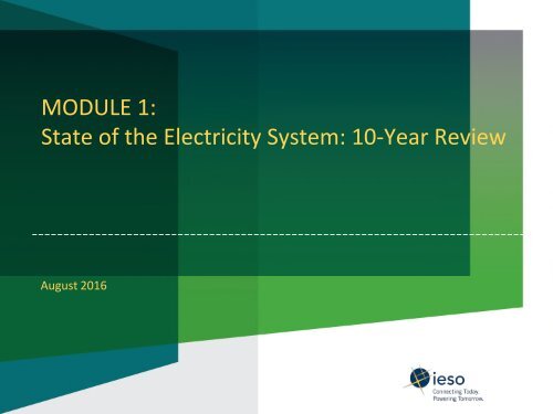 MODULE 1 State of the Electricity System 10-Year Review