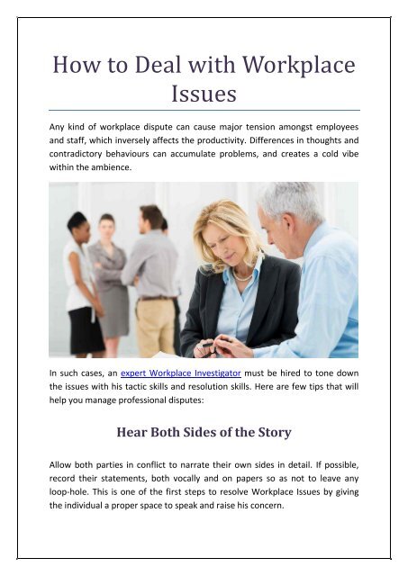 How to deal with workplace issues