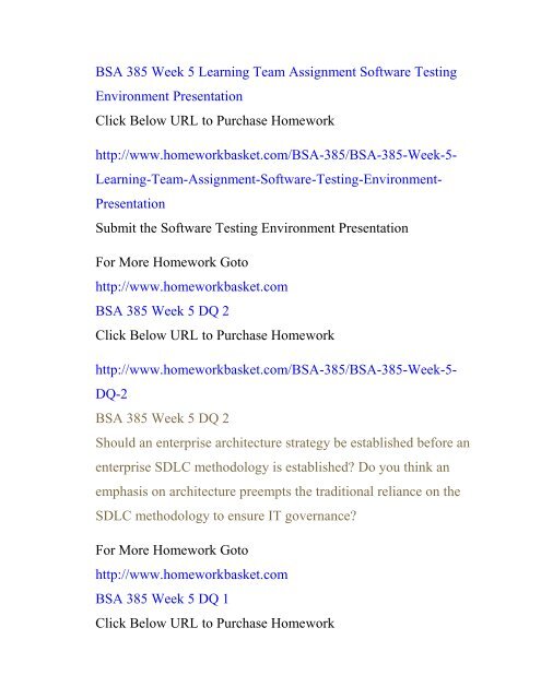 BSA 385 Complete Course