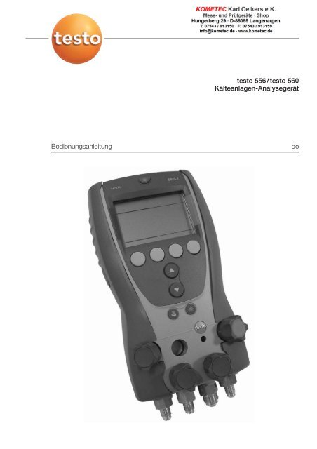 Bedienungsanleitung de testo 556/testo 560 Kälteanlagen ...