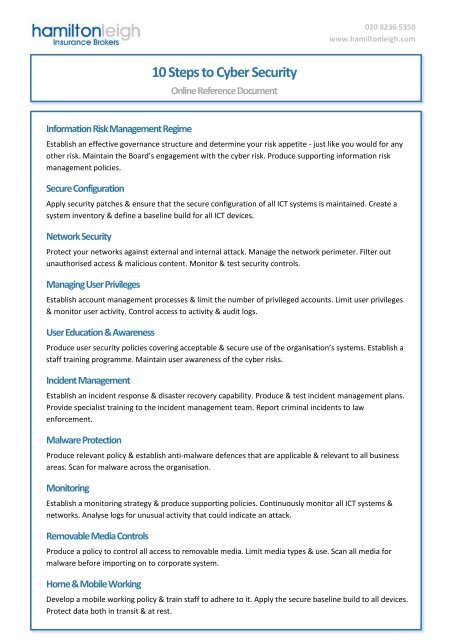 Hamilton Leigh Cyber Security Pack