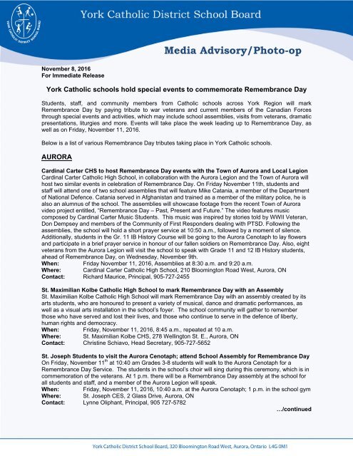 Media Advisory/Photo-op