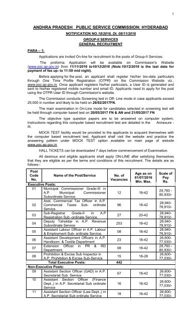 ANDHRA PRADESH PUBLIC SERVICE COMMISSION HYDERABAD
